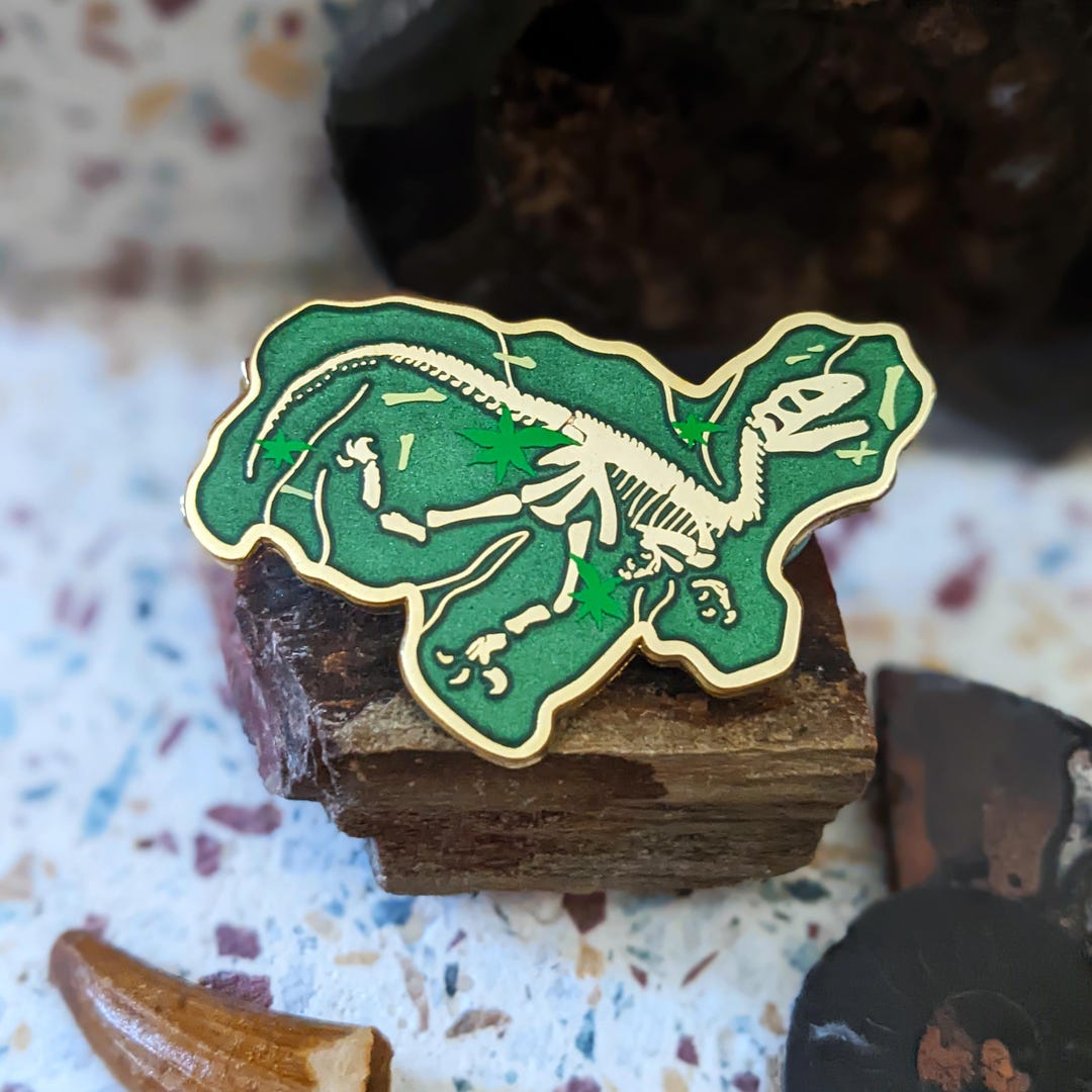 Deinonychus Enamel Pin 1.5 Inch Raptor Dinosaur Fossil Skeleton ...