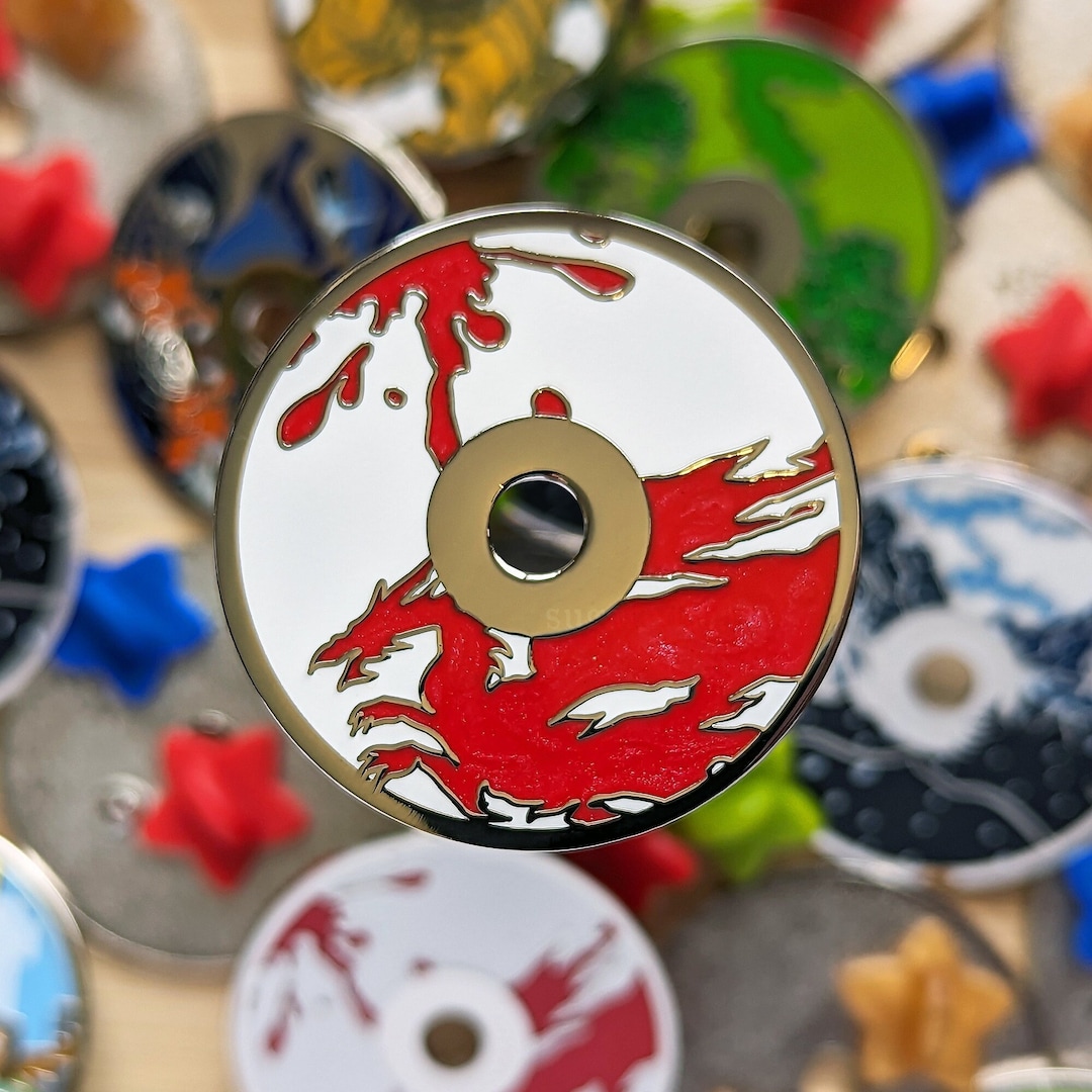 Classic Game Discs: Dragon Origins 1.5" Silver Plated Hard Enamel Pin W ...