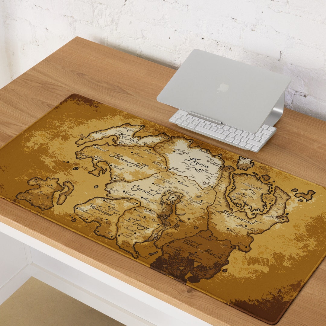 Aged Fantasy Scrolls Map Gaming Mouse Pad Desk Mat Elder Tamriel ESO ...