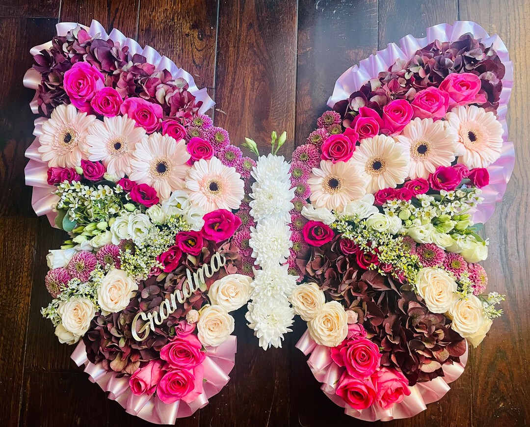 FUNERAL FLOWERS Butterfly, Sympathy Tribute, Memorial Flowers Grave ...
