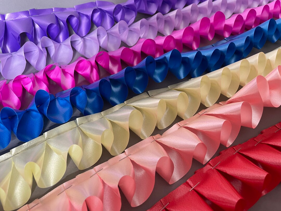FLORIST PLEATED Poly RIBBON Funeral Tribute Ribbon Edging. - Etsy UK