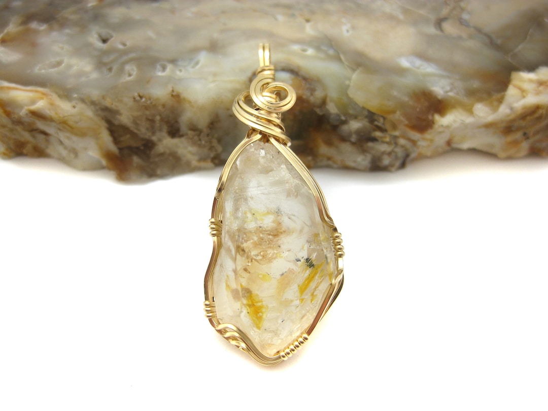FLUORESCENT Firefly Quartz Crystal Pendant in 14k Gold Filled Wire (#1 ...