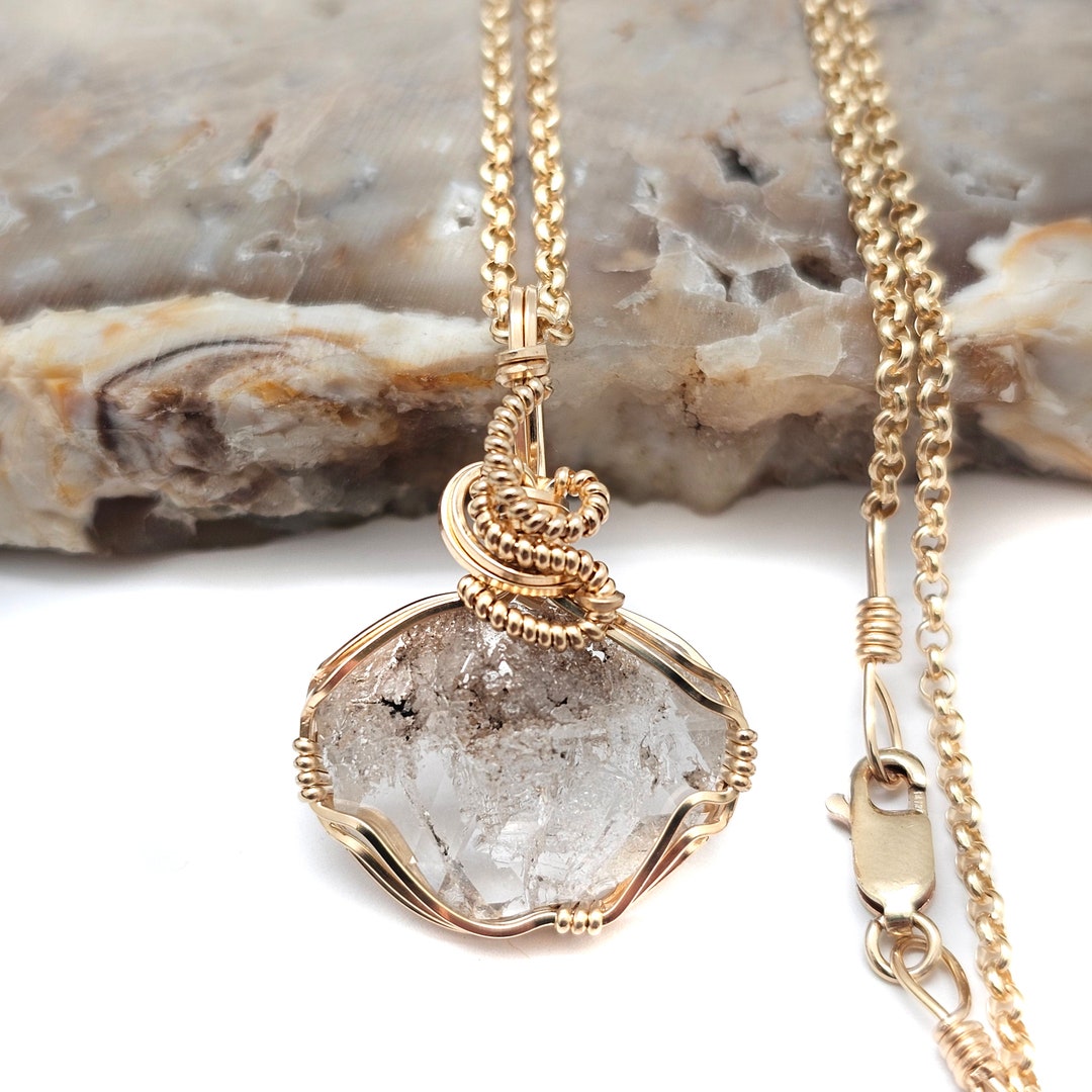 STUNNING Raw Phenakite Crystal Pendant in 14k Gold Filled Wire W/free ...