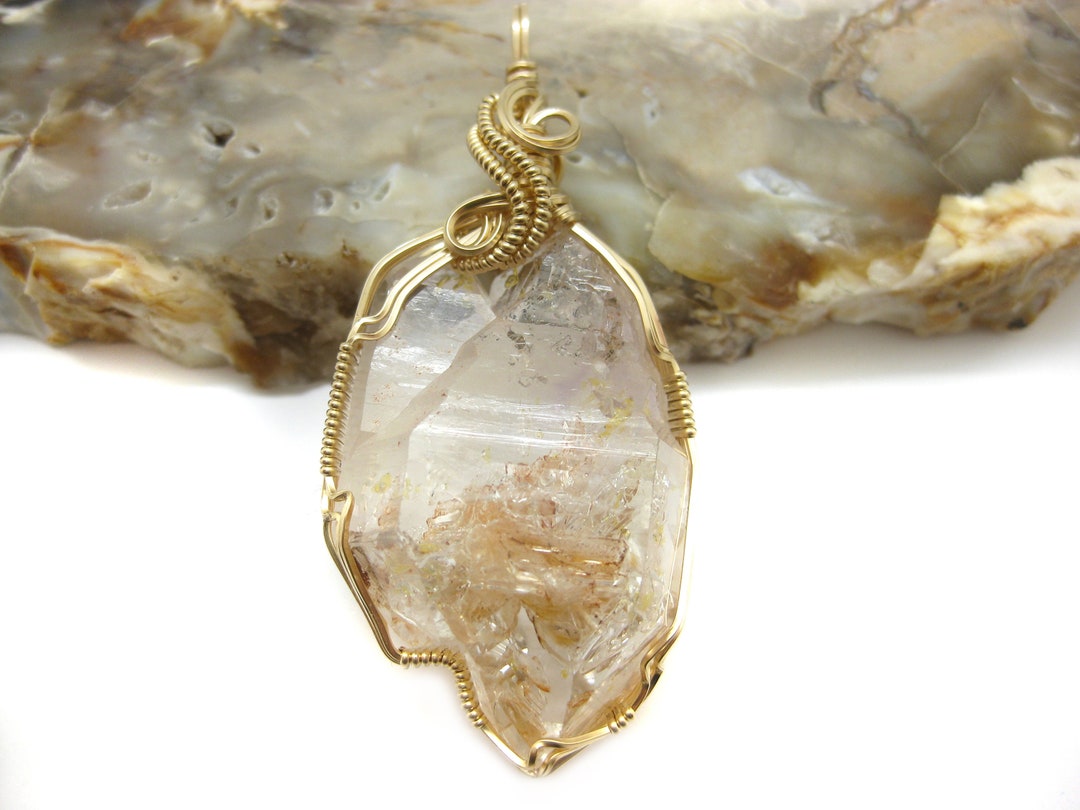 FLUORESCENT Firefly Quartz Crystal Pendant in 14k Gold Filled Wire (#4 ...