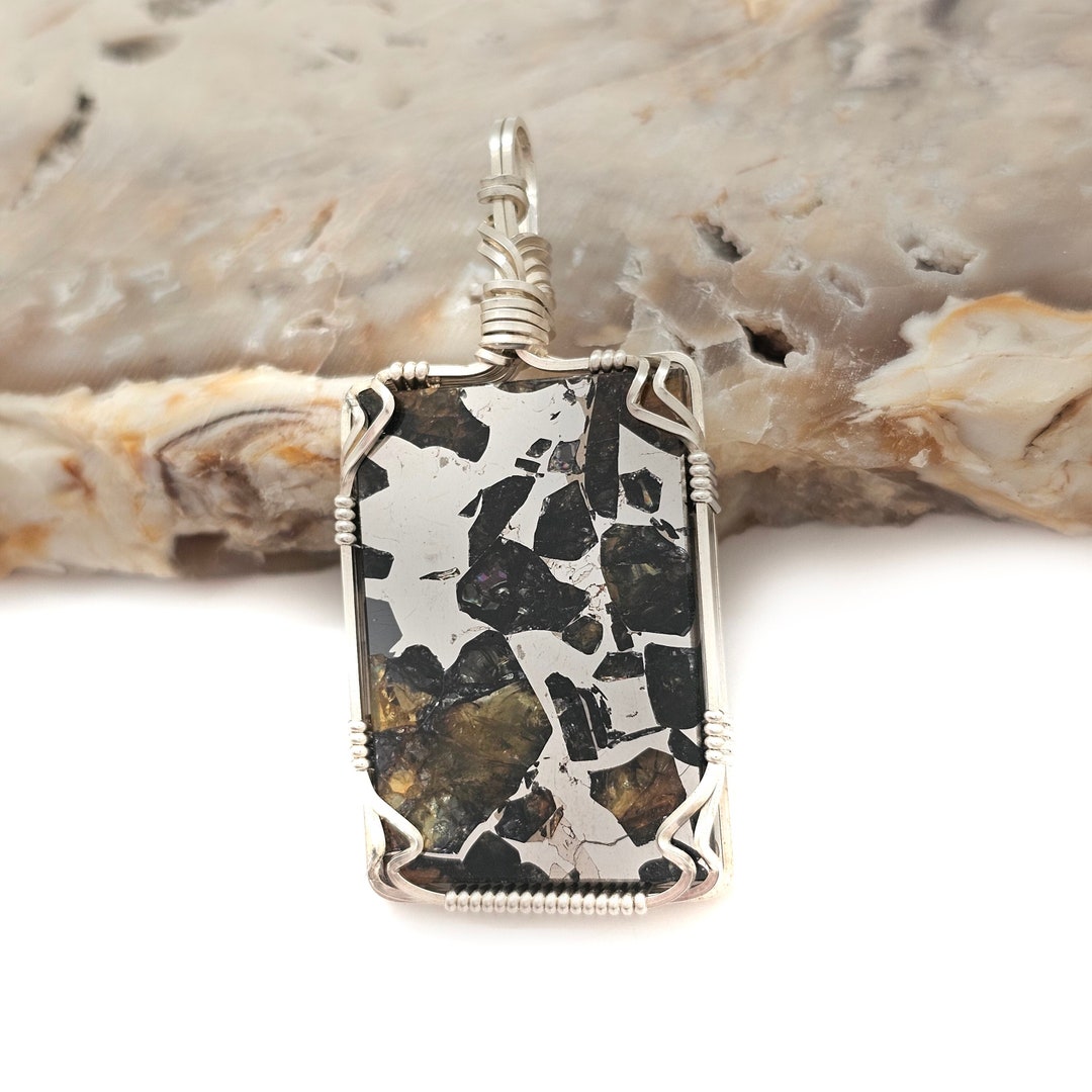 Pallasite Meteorite Pendant (seymchan) in Sterling Silver Wire (#4 ...