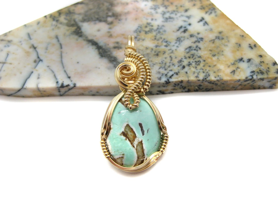 Utah Variscite Pendant in 14k Gold Filled Wire Amazing - Etsy