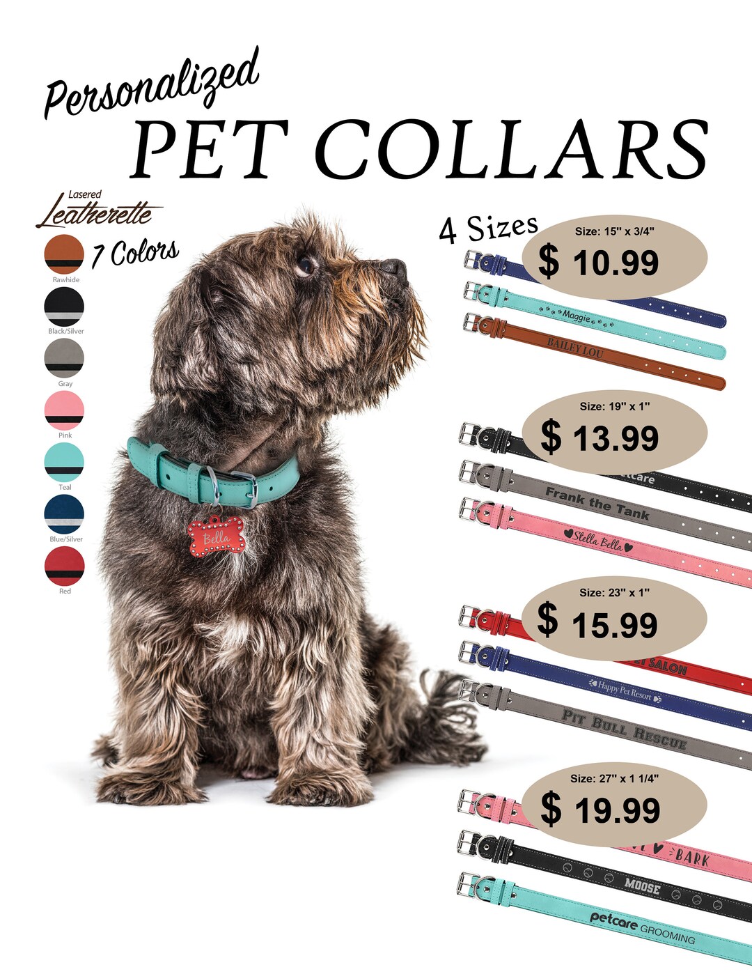 Leather Laser Engraved Customizable Pet Collars Gift for Dog - Etsy