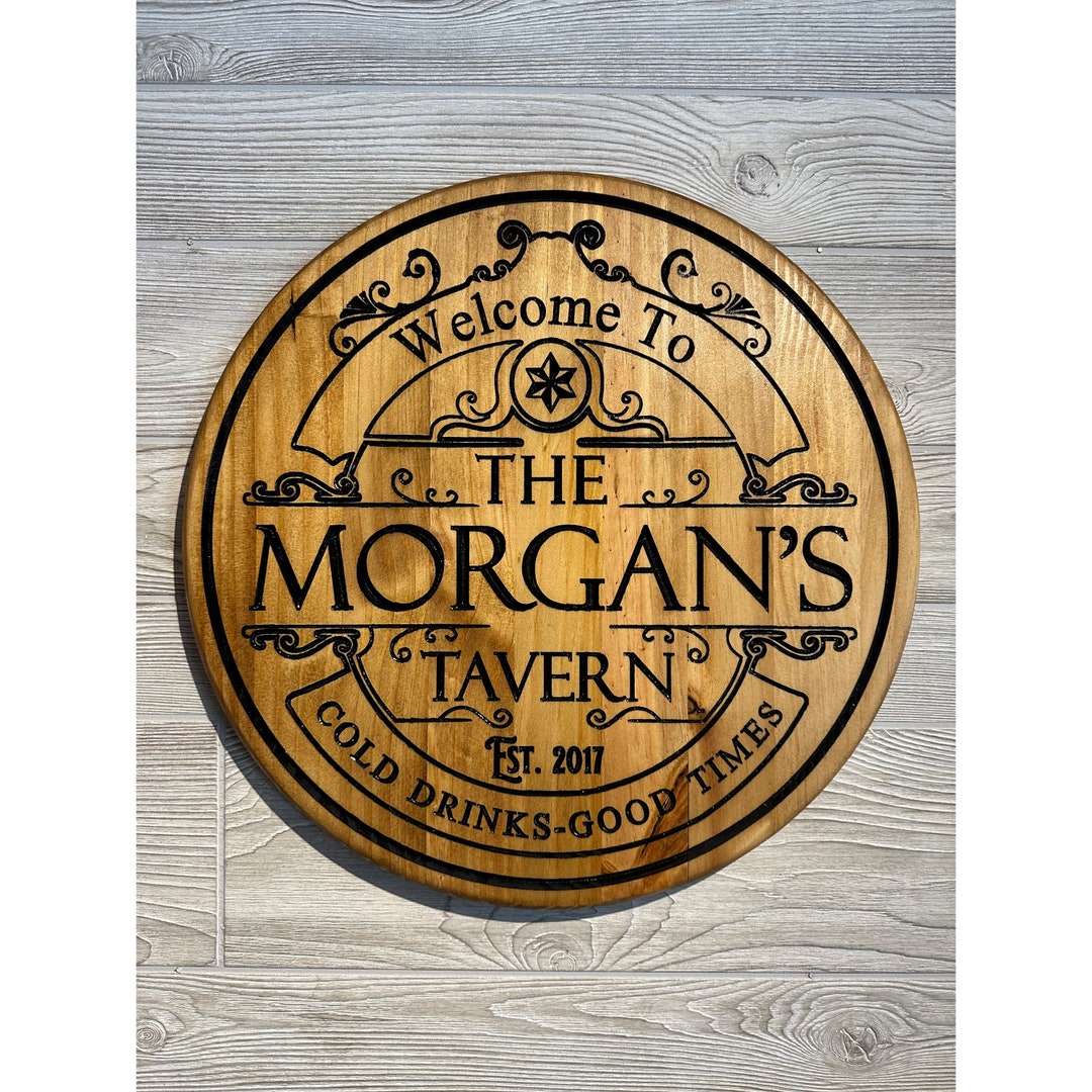 Custom Carved Pub, Tavern, Bar Sign Personalized Pub Sign Round Wood ...