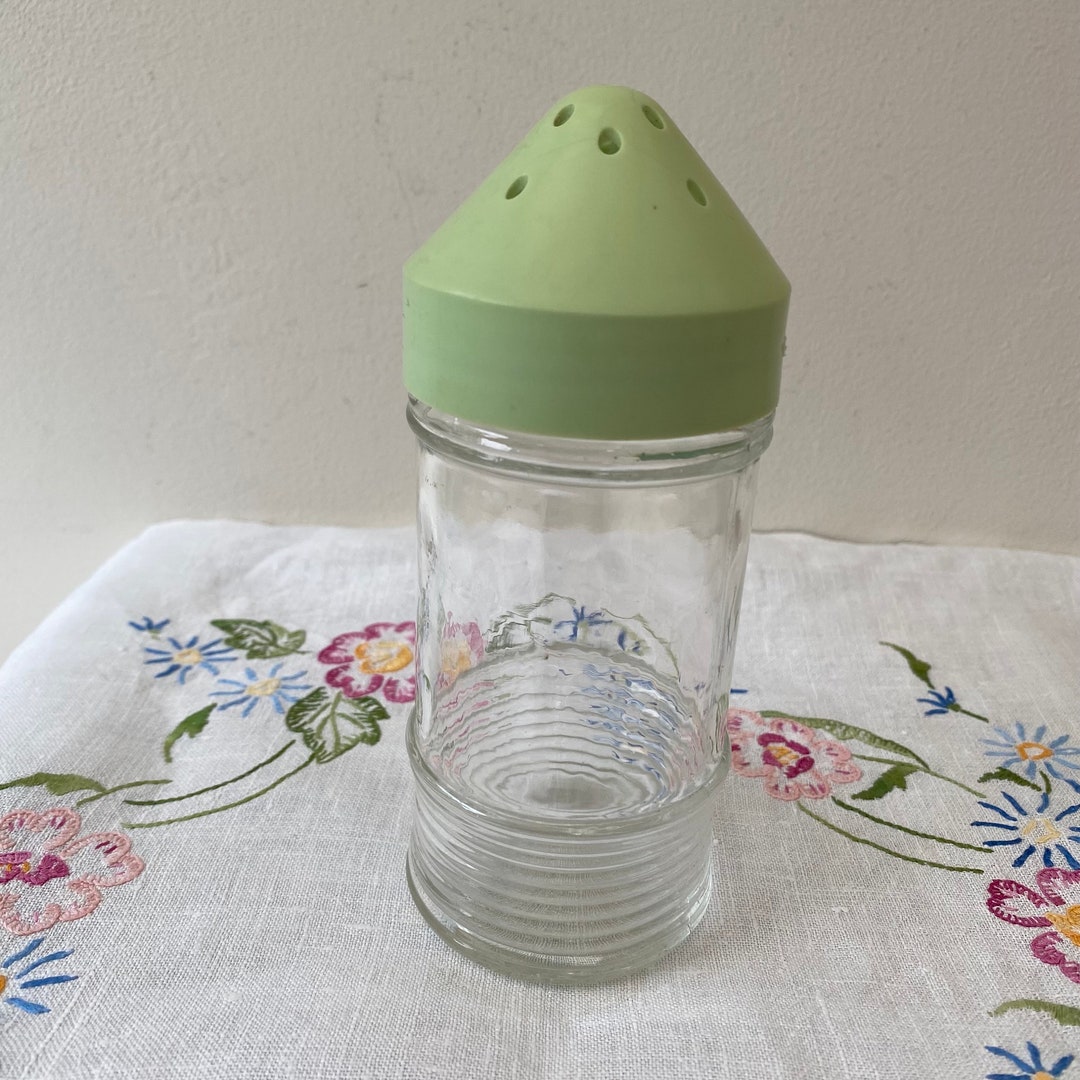 Vintage 1950's Utility Post War Glass Flour Sifter Plastic Lid.kitchen ...