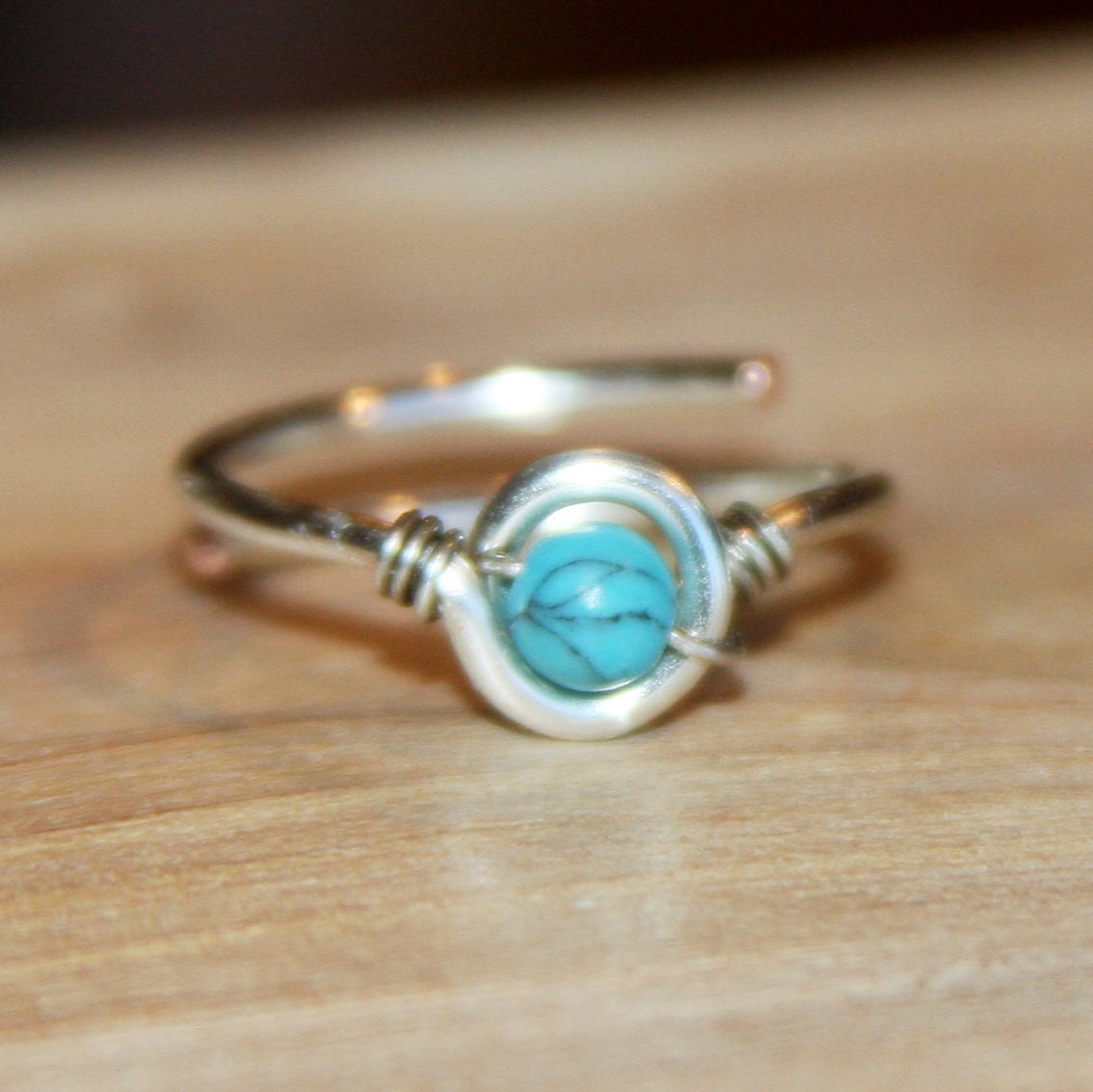 Turquoise Toe Ring, Adjustable Toe Ring, Knuckle Ring, Midi Ring ...
