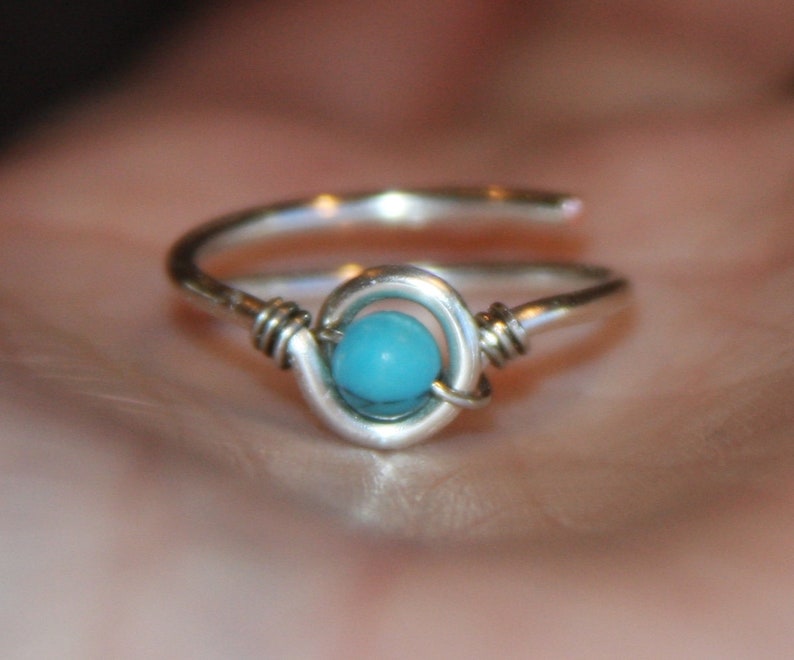 Turquoise Toe Ring, Adjustable Toe Ring, Knuckle Ring, Midi Ring ...