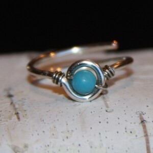 Turquoise Toe Ring, Adjustable Toe Ring, Knuckle Ring, Midi Ring ...