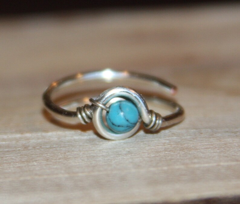 Turquoise Toe Ring, Adjustable Toe Ring, Knuckle Ring, Midi Ring ...