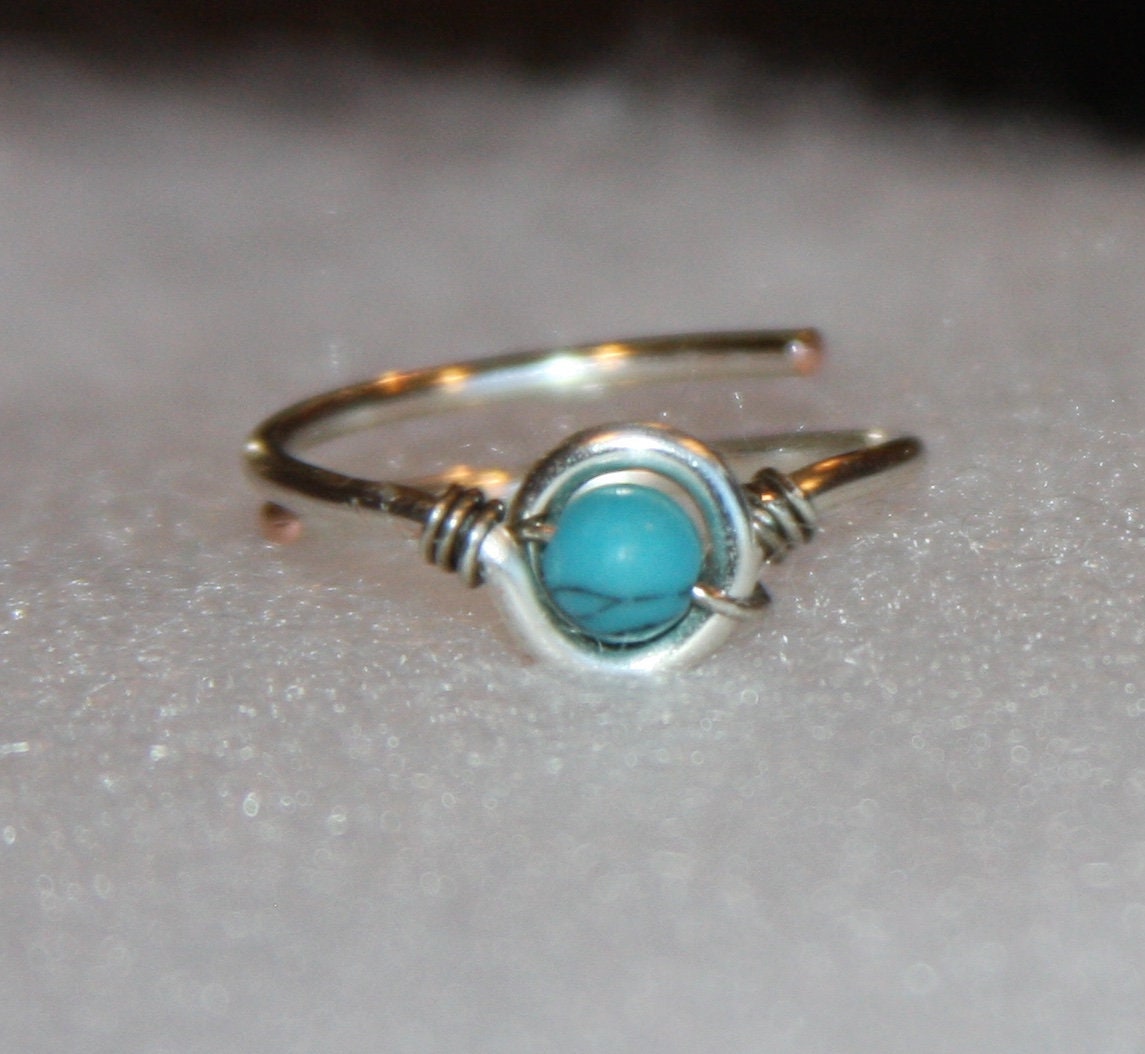 Turquoise Toe Ring, Adjustable Toe Ring, Knuckle Ring, Midi Ring ...