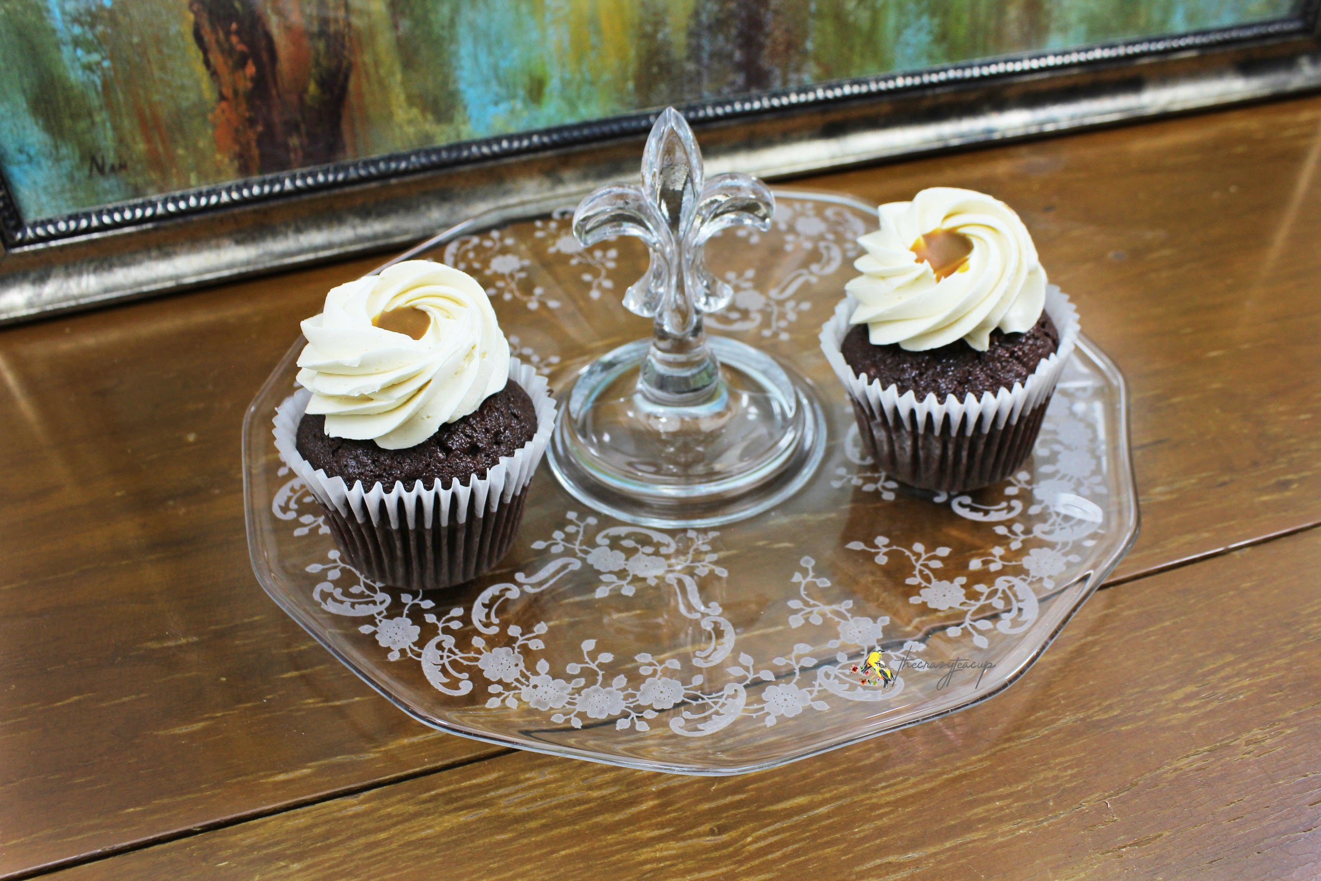 Fostoria Glass Etched Floral Serving Tray Fleur-de-lis Handle - Etsy