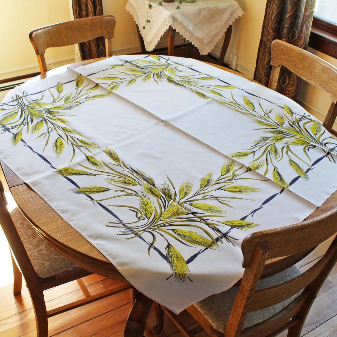 Vintage California Handprints 50's Tablecloth - Yellow Wheat Grass ...