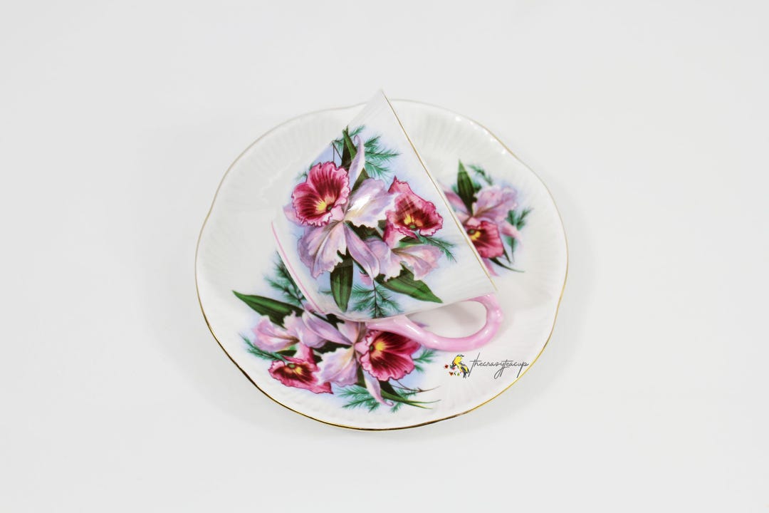 Shelley Pink Orchid Dainty Shape English Bone China Teacup Saucer, Pink ...