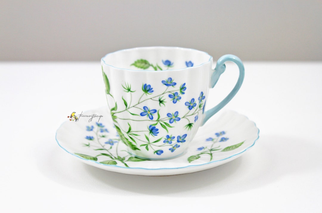 Shelley American Brooklime Floral English Bone China Demitasse Espresso ...
