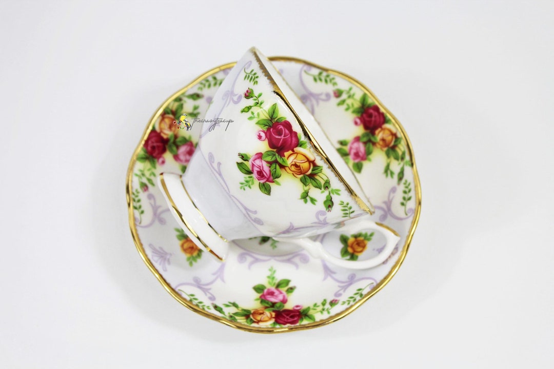 Royal Albert Rose Cameo Violet Floral English Bone China Teacup and ...