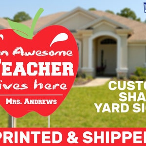 Teacher Appreciation Gift Personalized Teacher Yard Sign Apple Teacher ...