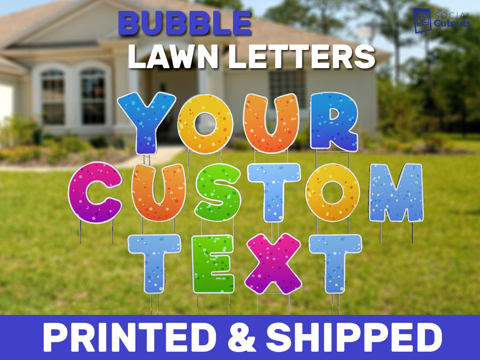 Bubble Lawn Letters 15 or 23 Personalized Printed - Etsy