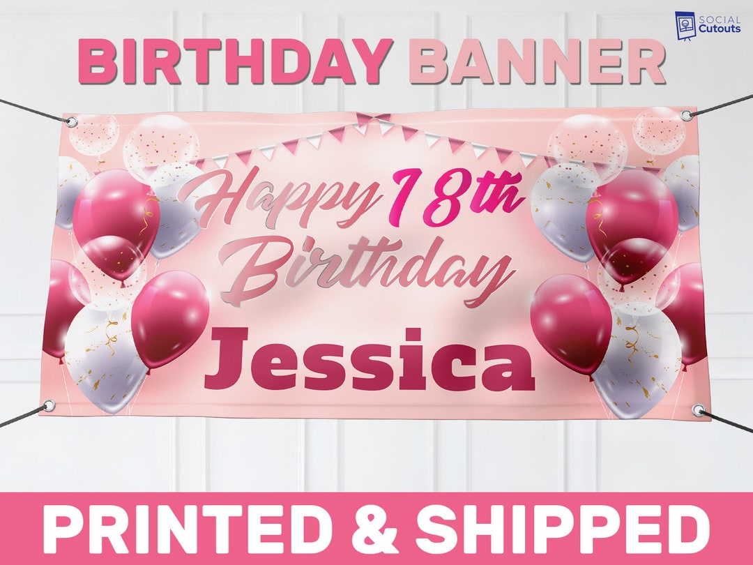 Pink Birthday Vinyl Banner Personalized Printed Outdoor - Etsy