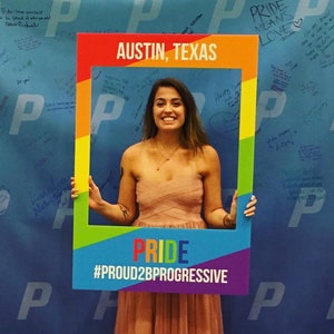 Custom Pride Selfie Frame Personalized LGBTQ Photo Booth Props Rainbow ...