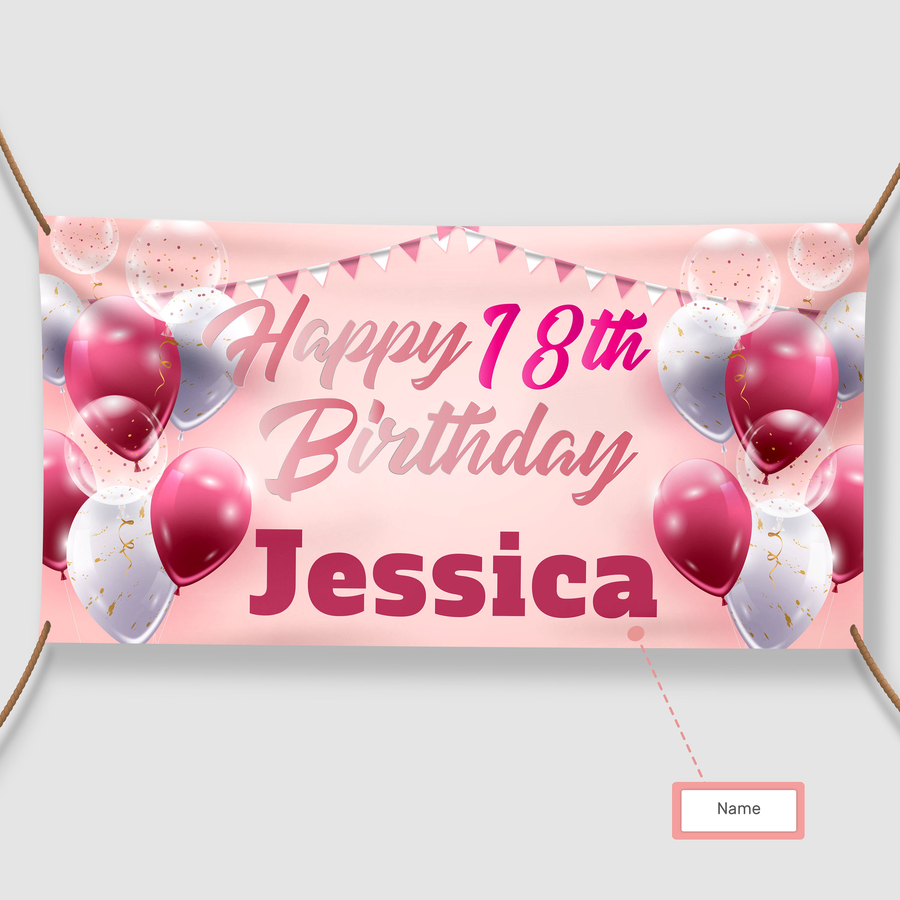 Pink Birthday Vinyl Banner Personalized Printed Banner | Etsy