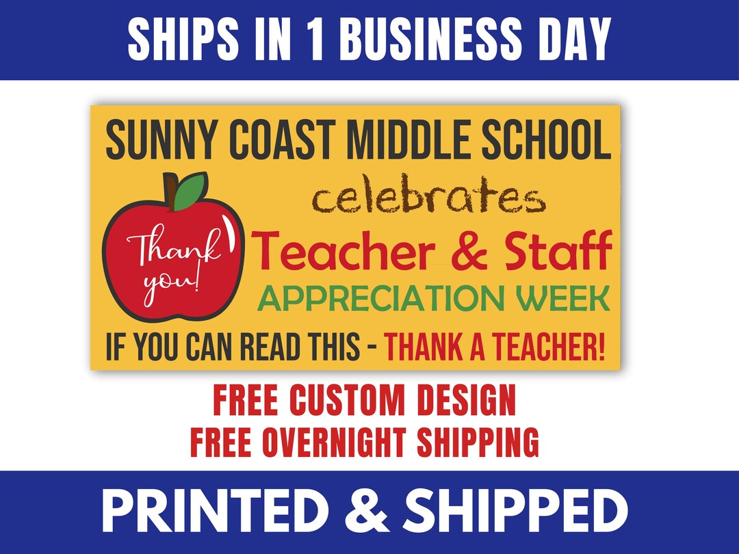 Teacher Appreciation Banner Thank You Teacher Vinyl Banner High School ...
