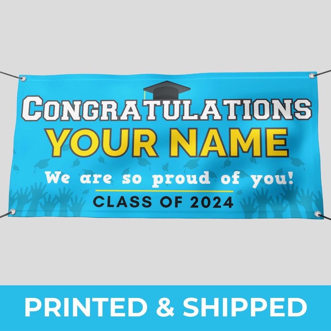 Class of 2024 Graduation Banner Custom Blue Landscape Congratulations ...