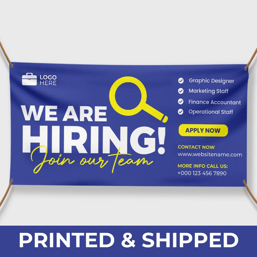 Now Hiring Banner Now Hiring Signage Full Color Design Hiring - Etsy