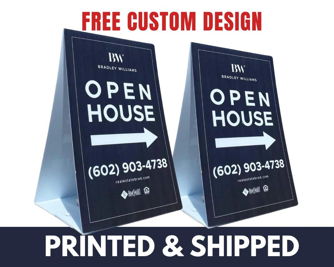 Open House Signs A Frame Style Signs With Full Design and Customization ...