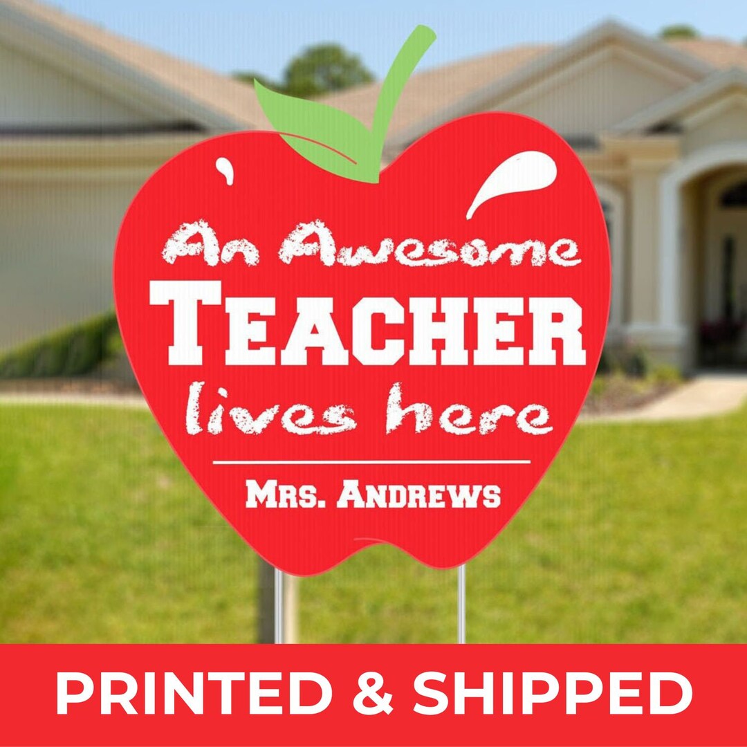 Teacher Appreciation Gift Personalized Teacher Yard Sign Apple Teacher ...