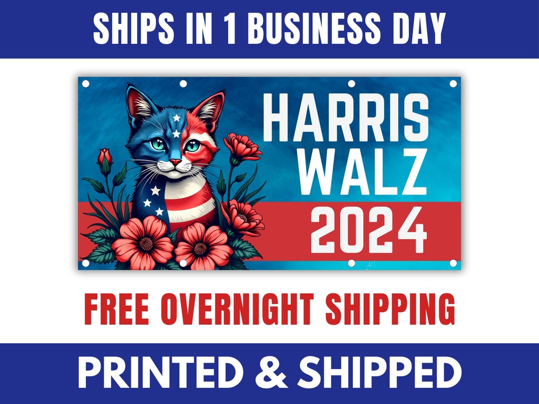 Kamala Harris 2024 Election Banner Cat People for Harris Garden Banner ...