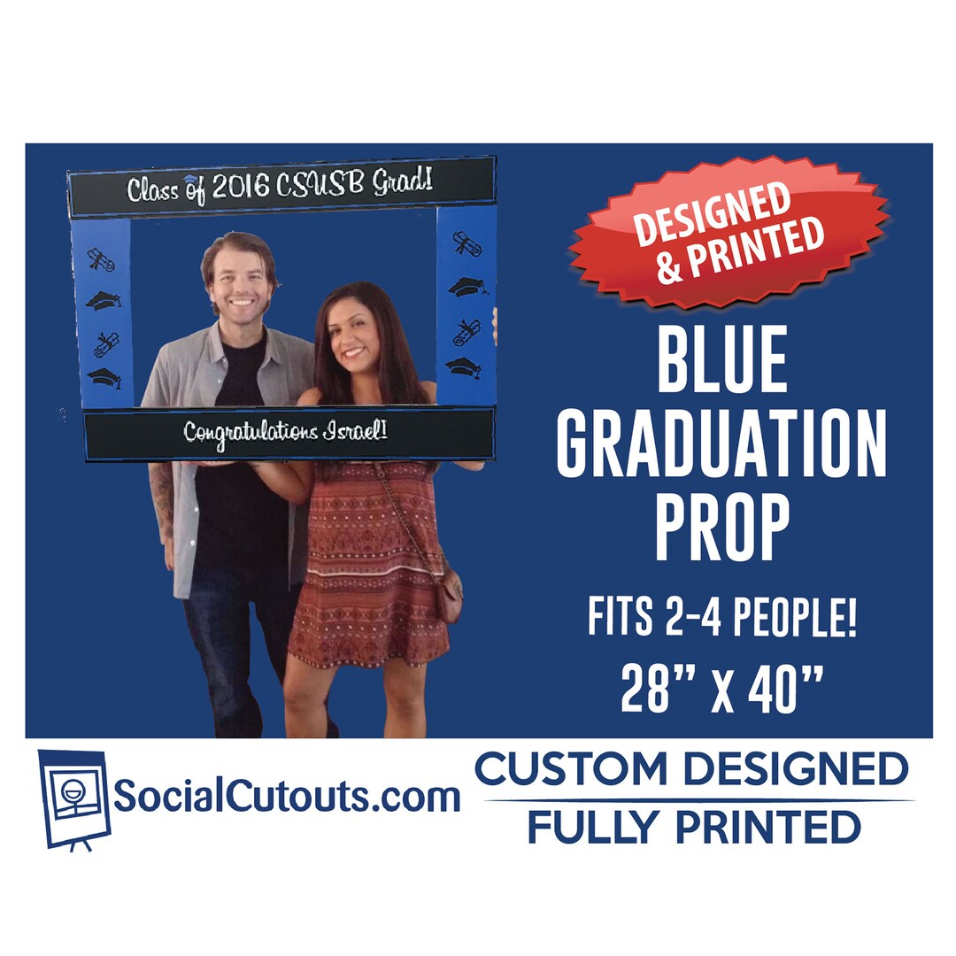Blue Graduation Frame Photo Booth Prop | Customizable Fully Printed ...