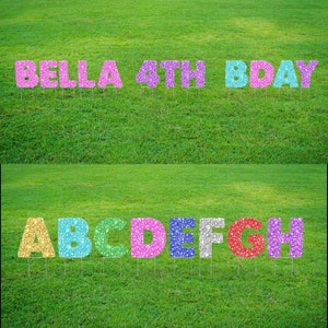 Glitter Lawn Letters Personalized Printed Yard Letter Birthday Outdoor ...