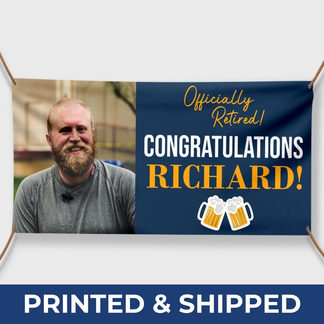 Retirement Banner Personalized Printed Outdoor Party Decoration Custom ...