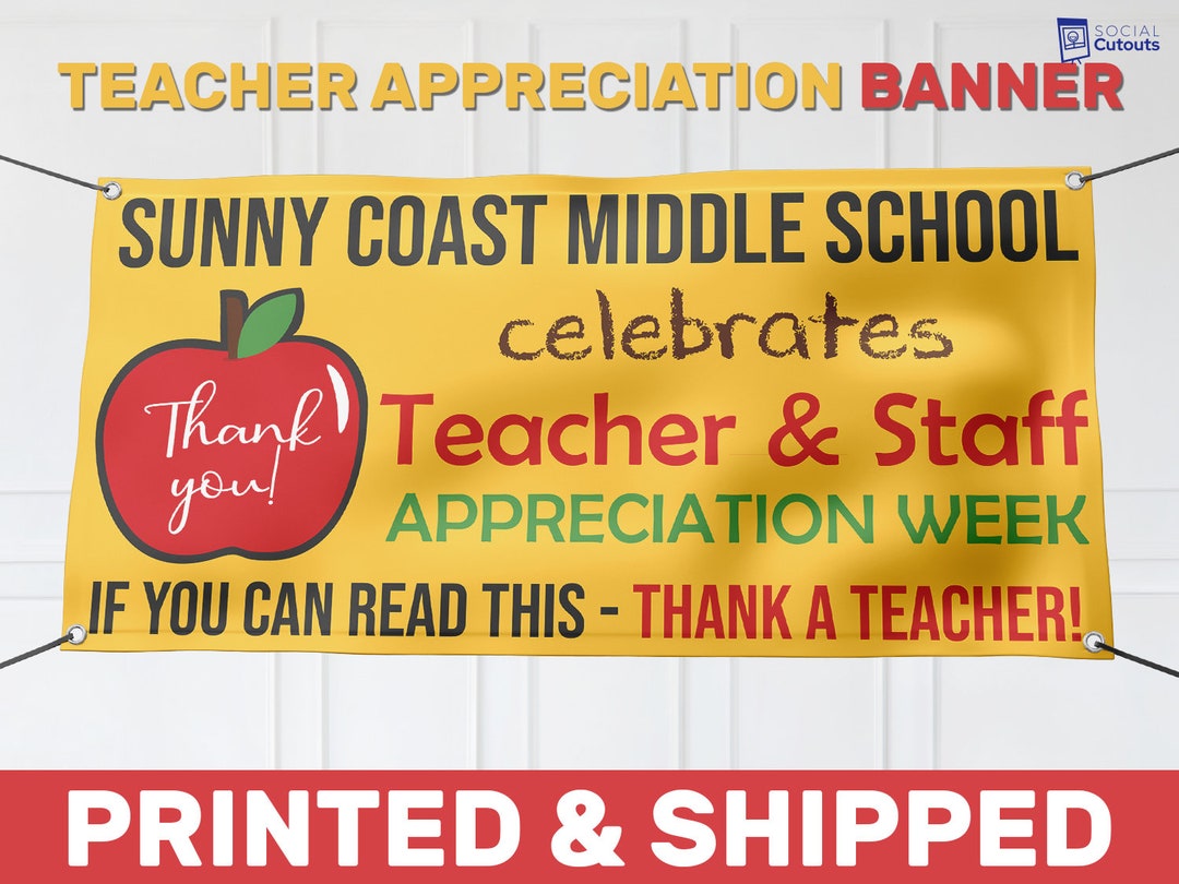Teacher Appreciation Banner Thank You Teacher Vinyl Banner - Etsy