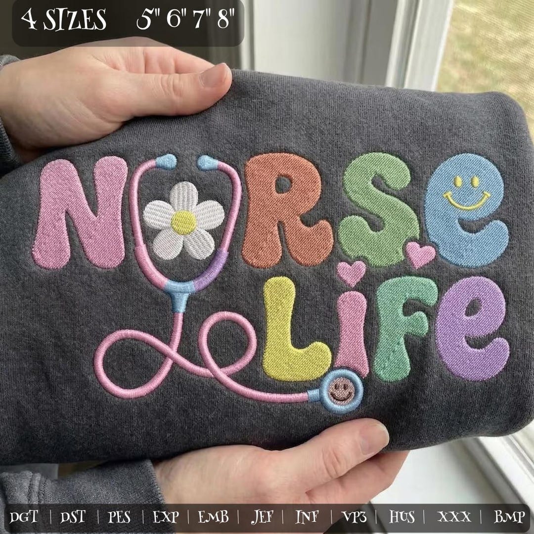 Nurse Life Embroidery Design, Cute Nurse Stethoscope Machine Embroidery ...