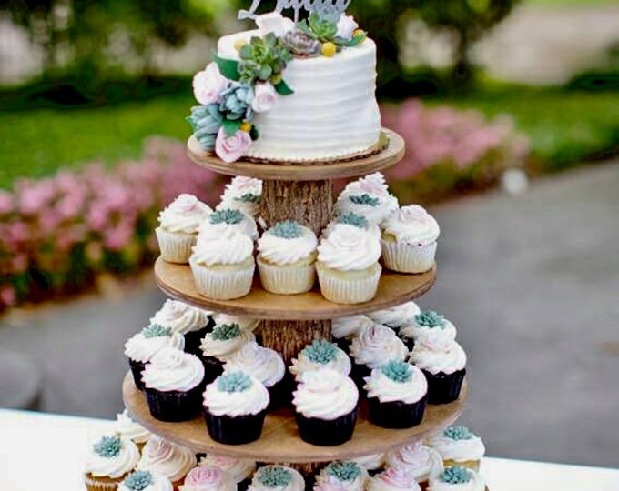 Cupcake Stand 4 Tier Rustic or Modern tower Holder 50 Cupcakes 100 ...