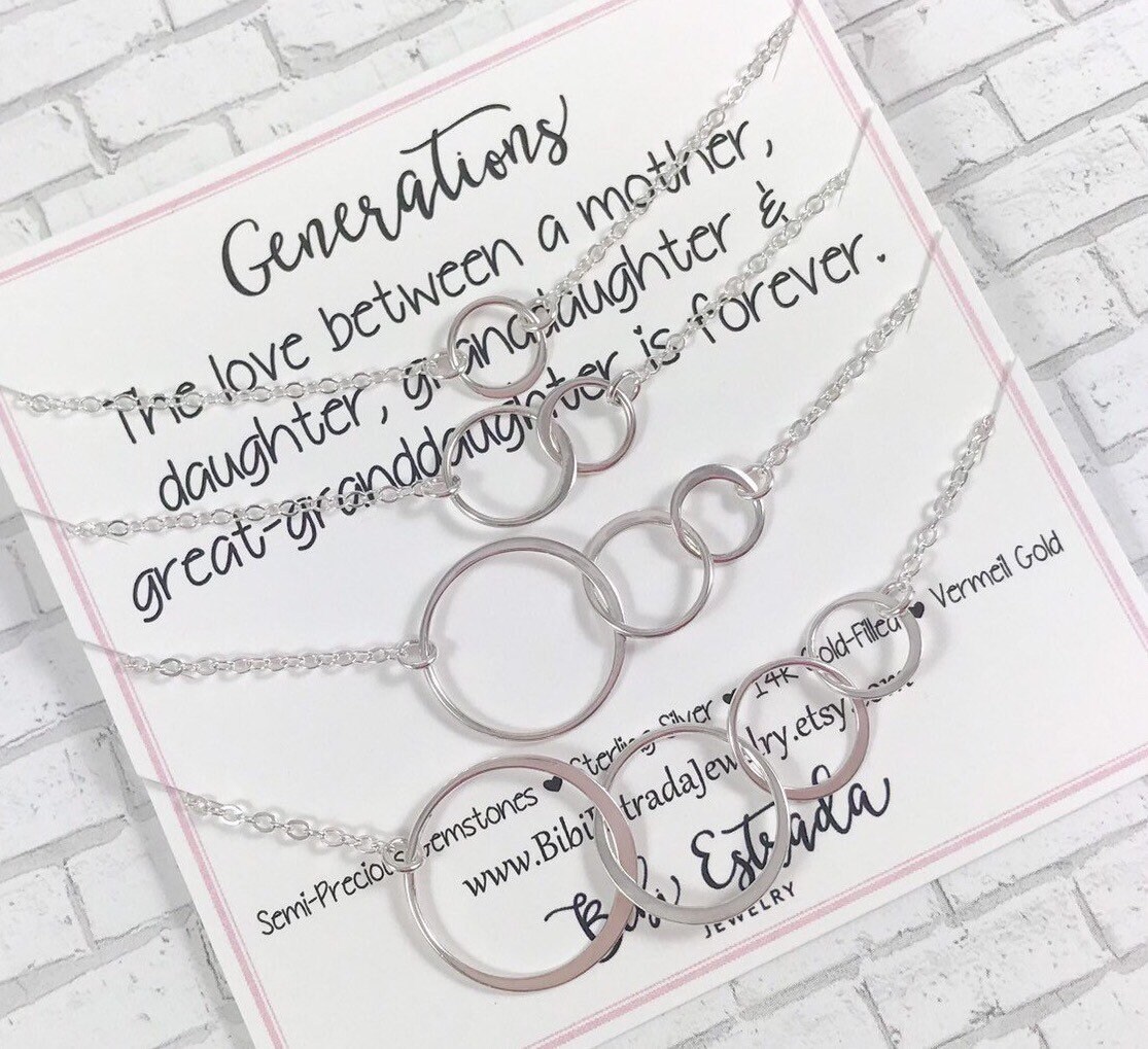 Four Generations Necklace Set Mother Daughter Granddaughter Necklace ...