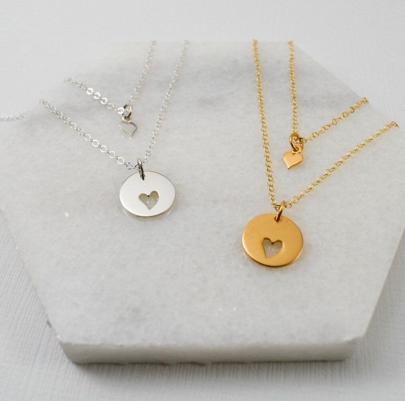 Gold Filled Mother Daughter Heart Necklace Set - Etsy