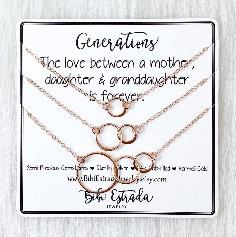 Three Generations Necklace Set Mother Daughter Granddaughter Necklace ...