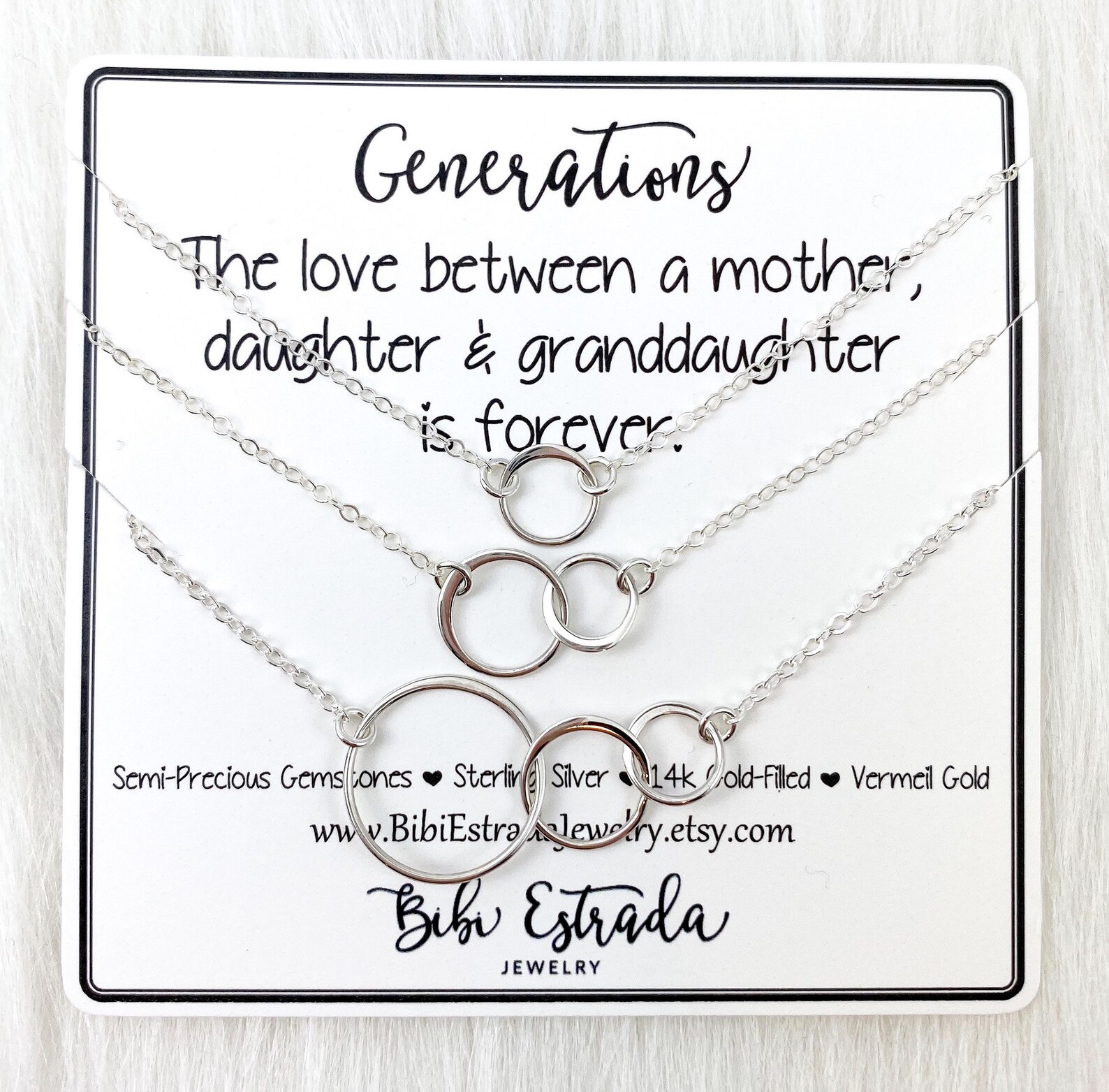 Three Generations Necklace Set Mother Daughter Granddaughter Necklace ...