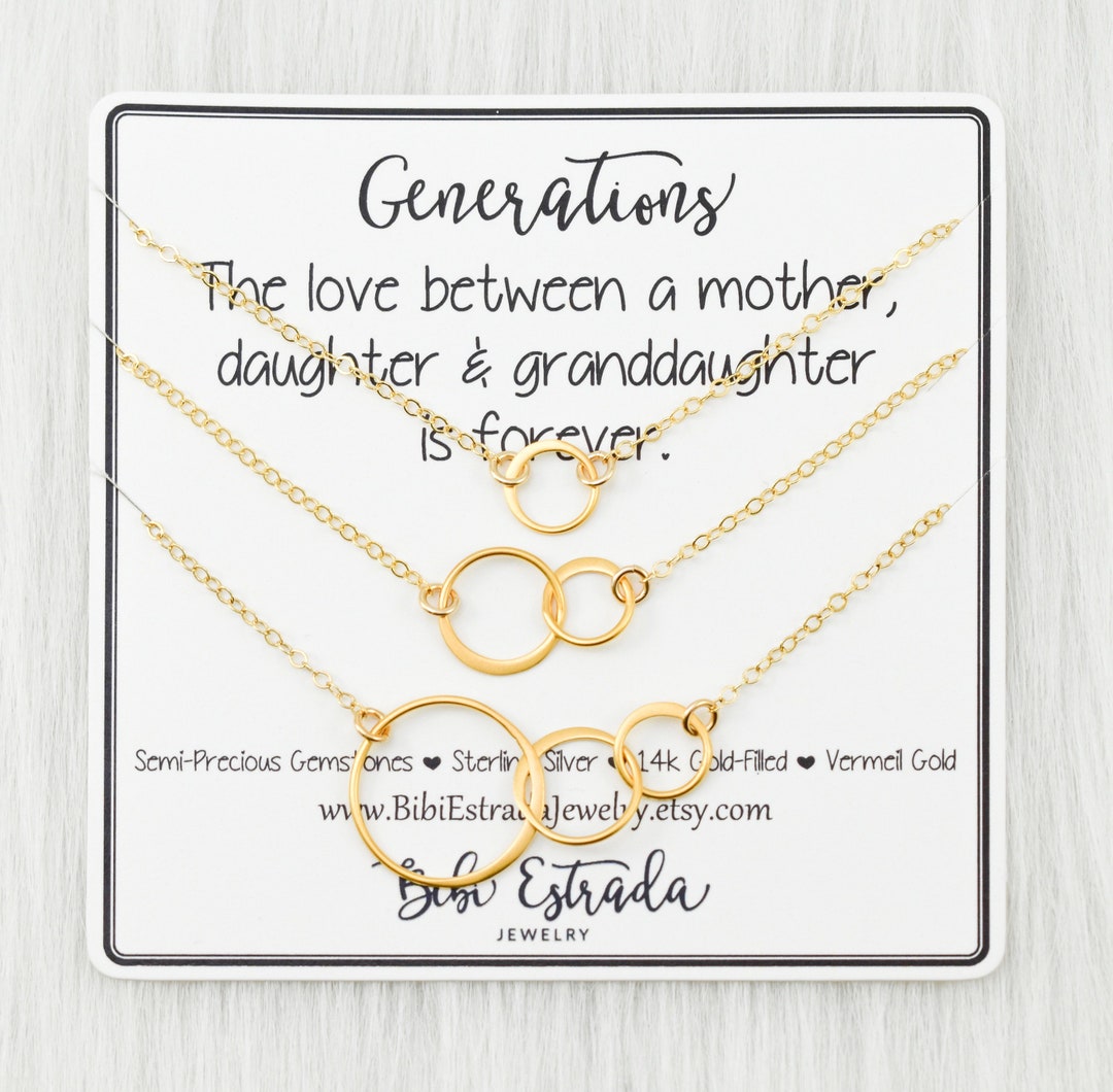 Three Generations Necklace Set Mother Daughter Granddaughter Necklace ...