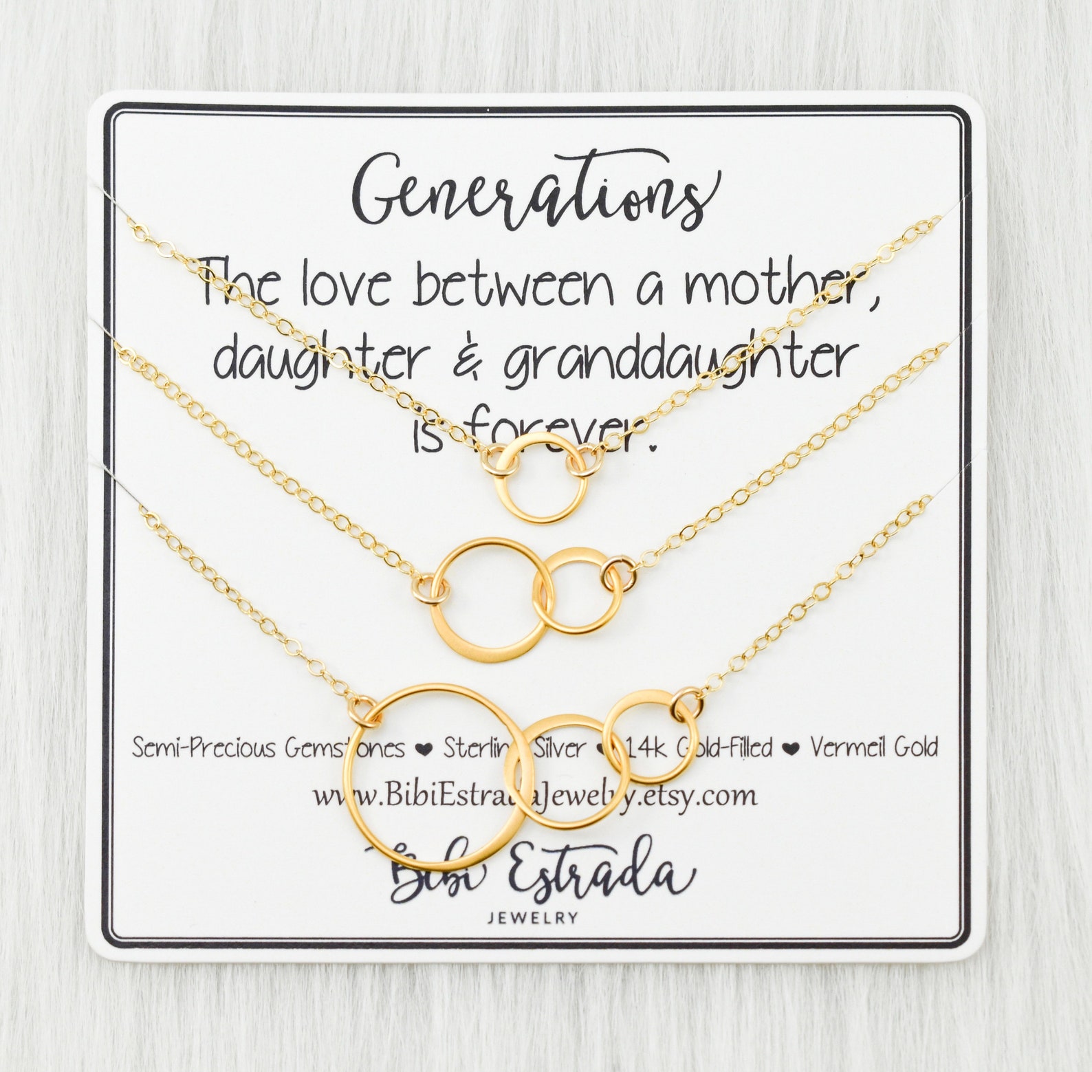 Three Generations Necklace Set Mother Daughter Granddaughter Necklace ...