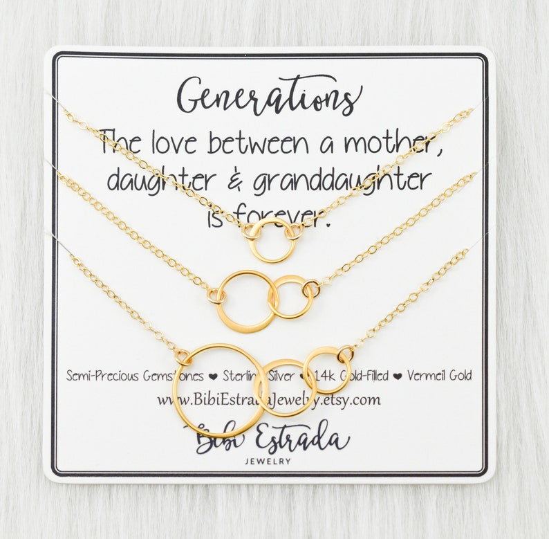 Three Generations Necklace Set Mother Daughter Granddaughter Necklace ...