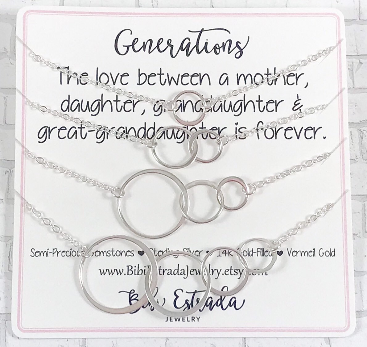 Four Generations Necklace Set Mother Daughter Granddaughter Necklace ...