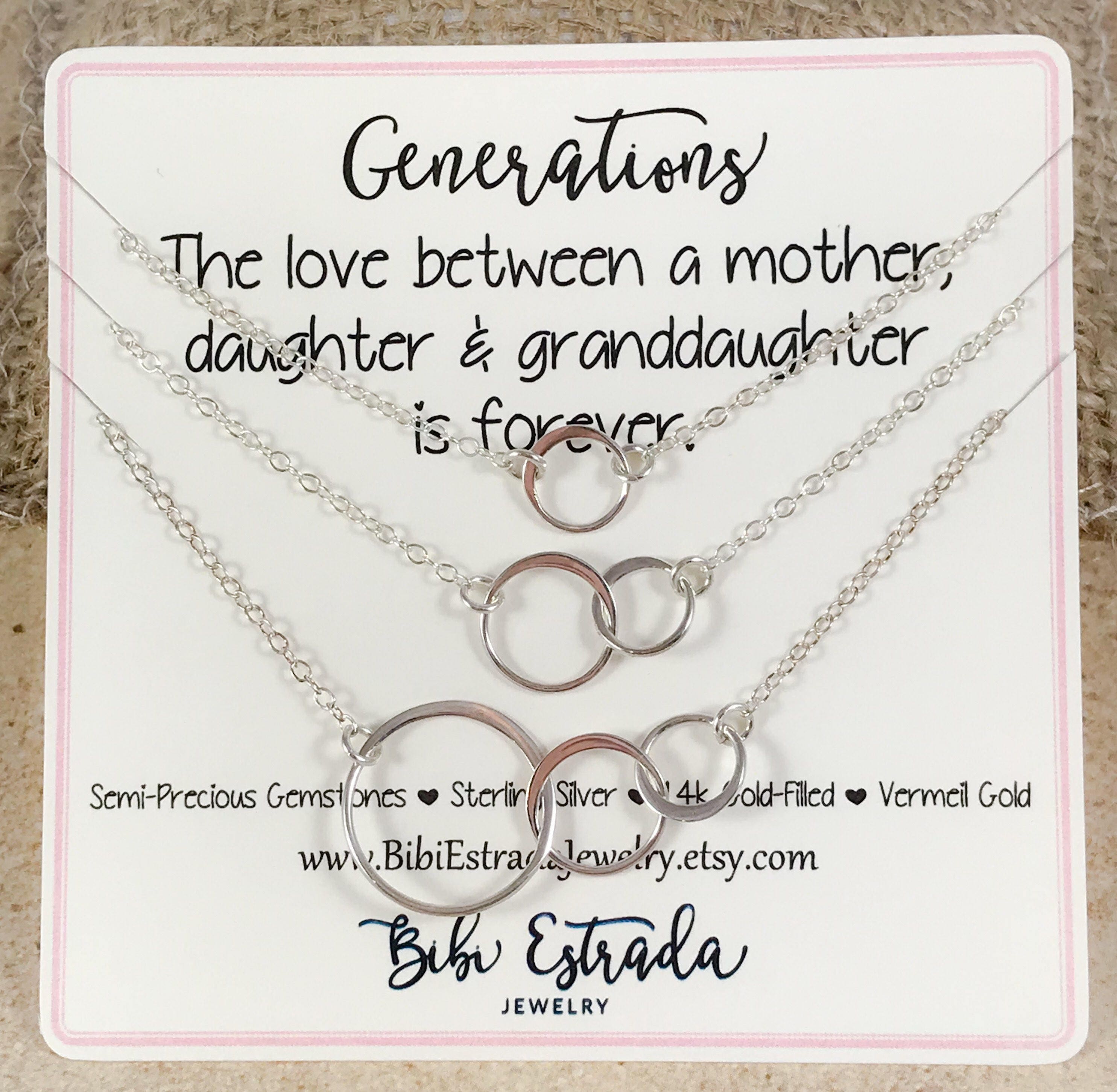 Three Generations Necklace Set Mother Daughter Granddaughter | Etsy