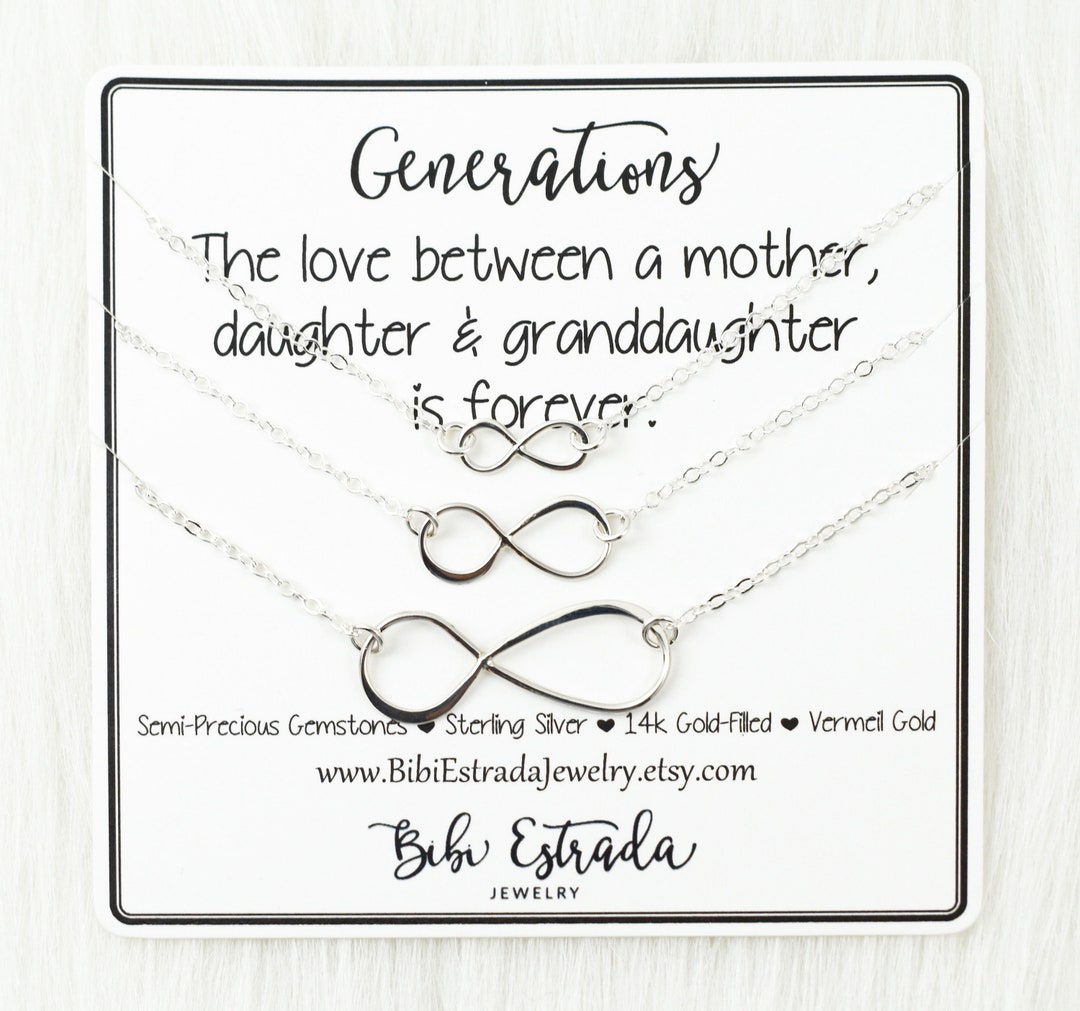 Three Generations Infinity Necklace Set: Sterling Silver Mother ...